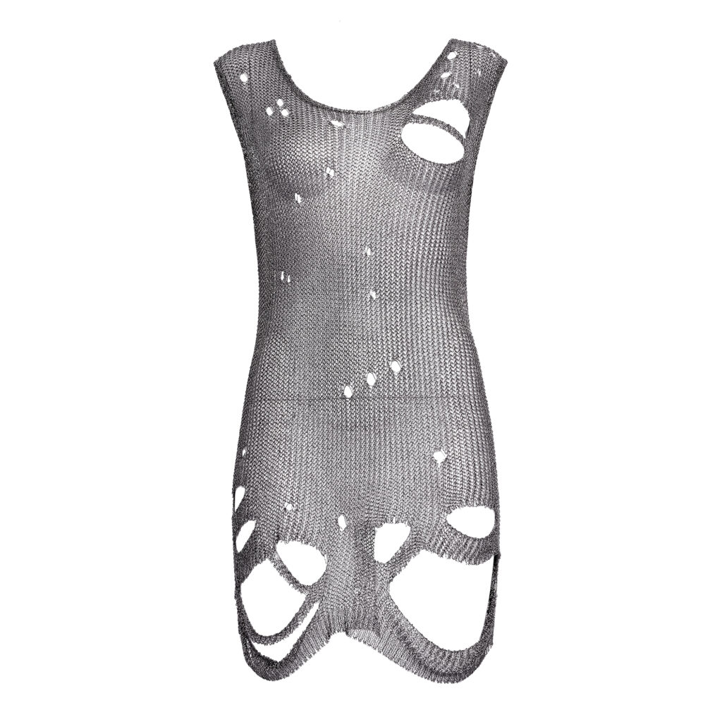 Imitation Metal Wire Ripped Irregular Cutting Broken Hole Vest - PUNK RAVE