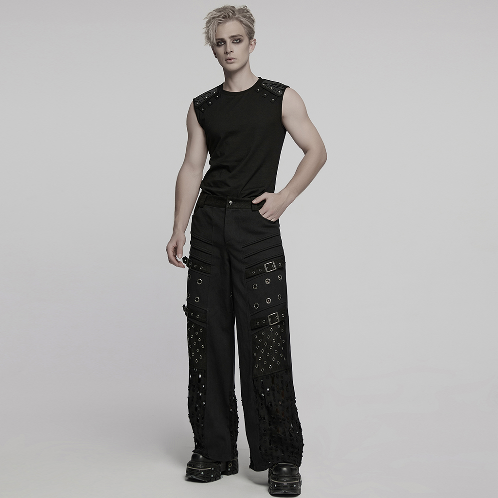 Black Studded Cyber Punk Tank Top - PUNK RAVE