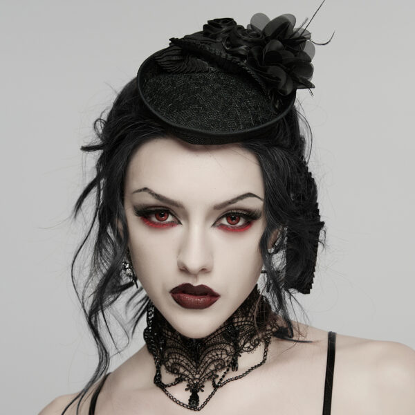 Goth Rose Ribbon Formal Hat - PUNK RAVE